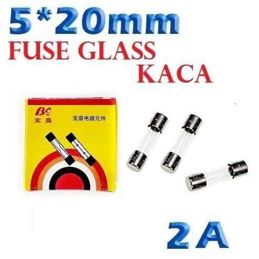 Jual x10 Fuse Kaca 2A ukuran 5x20 mm Kecil 250VAC sekring sekering ...