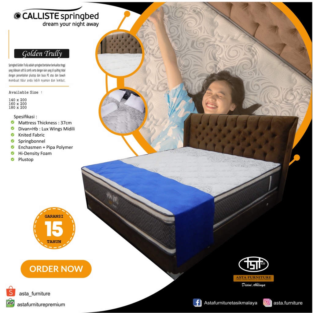 Jual SPRINGBED CALLISTE GOLDEN TRULLY FULLSET ATAU MATRAS SAJA ...