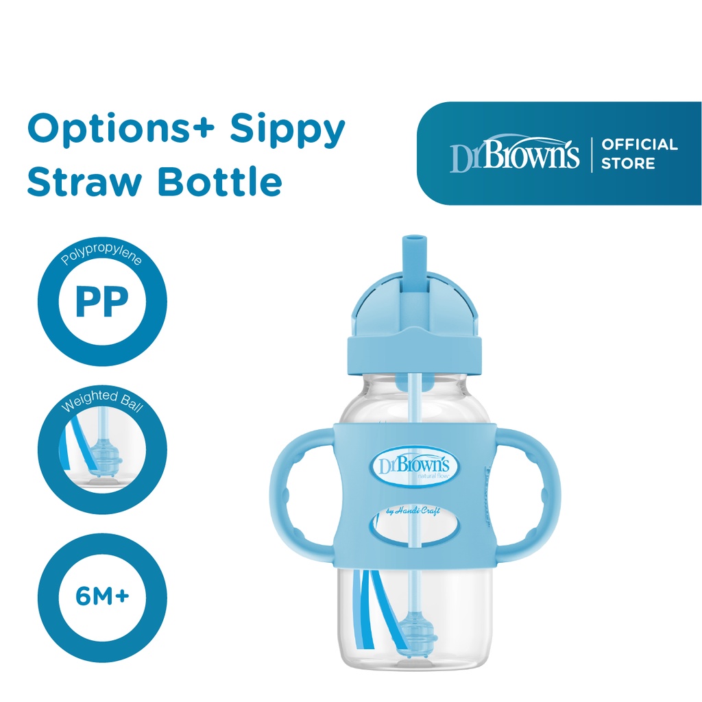 Jual Dr. Brown's 8 oz/9 oz PP Sippy Straw Bottle w/ Silicone Handles ...