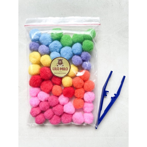 Jual LILOMILO Pompom montessori 2.5cm/sortir warna pom2 besar/sorting ...