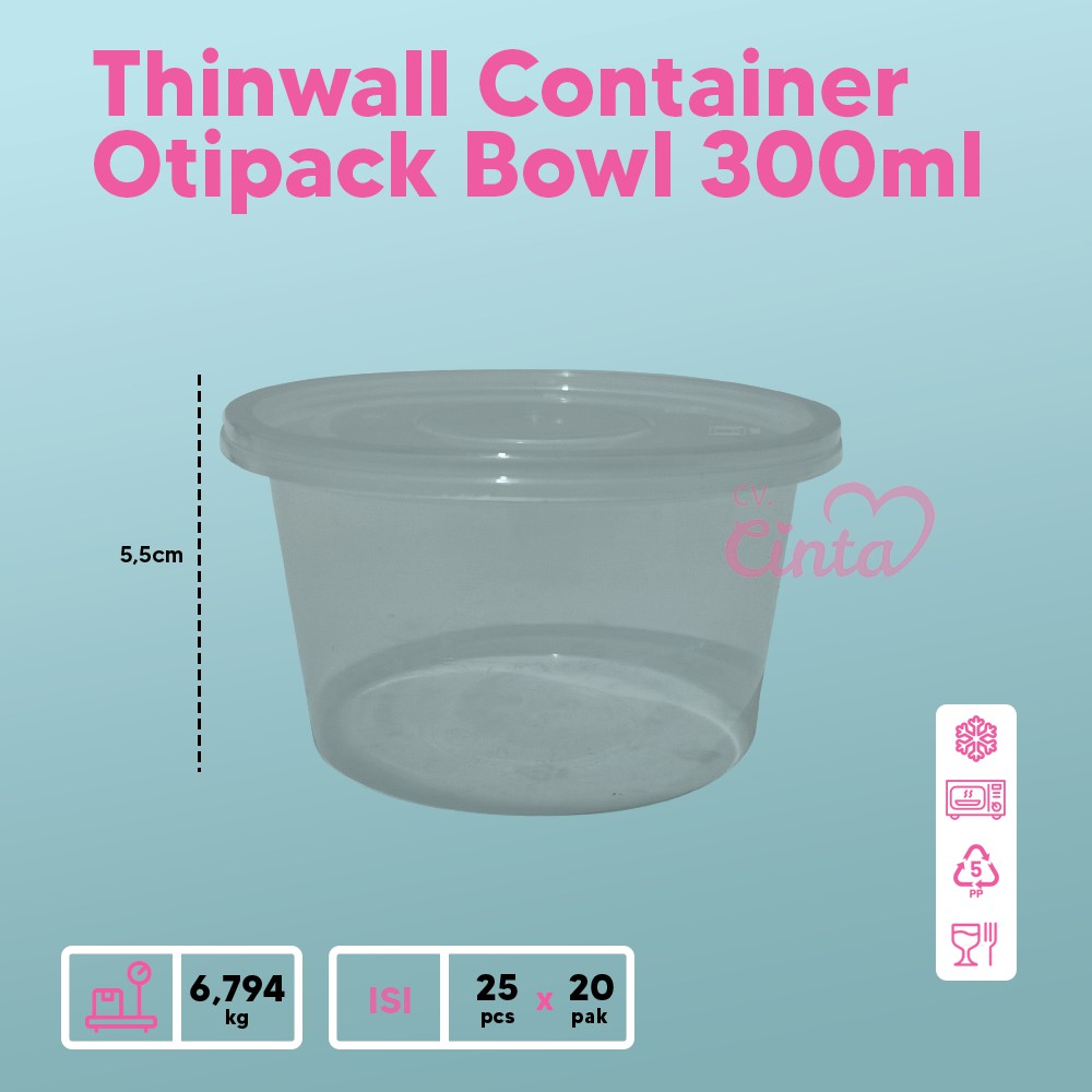 Jual Thinwall Cup 300ml BULAT Plastik OTI Pack/Mangkok Makan Plastik ...