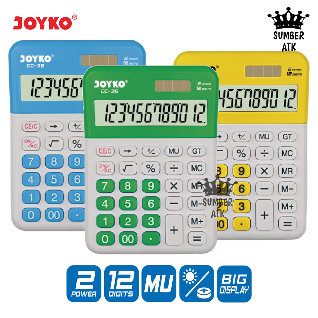 Jual Kalkulator Joyko CC-36 / 12 Digits / Check Correct / Calculator ...