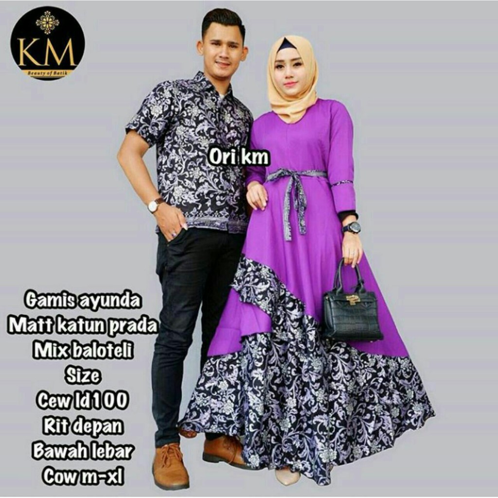 Jual CP005 baju couple DILAN batik gamis ayunda grosir seragam pasangan ...