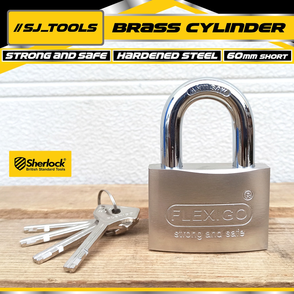 Jual GEMBOK ANTI MALING FLEXIGO 60 mm PENDEK, SILINDER KUNINGAN anti ...