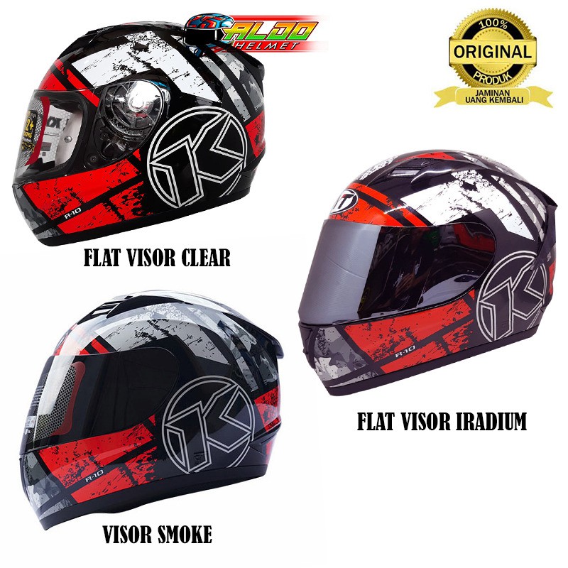 Jual KYT / HELM KYT R10 MOTIF #3 BLACK WHITE RED ORIGINAL HELM KYT R 10 ...