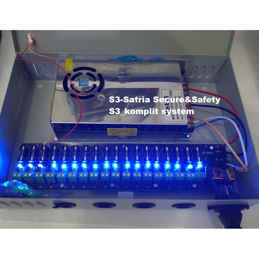 Jual Distributor power supply cctv 12V 20A + box + extra fuse SKS ...