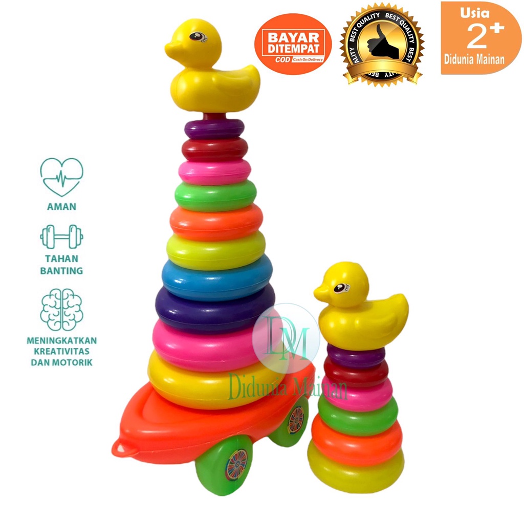 Jual mainan edukasi motorik anak bayi roda ring donat susun kepala ...