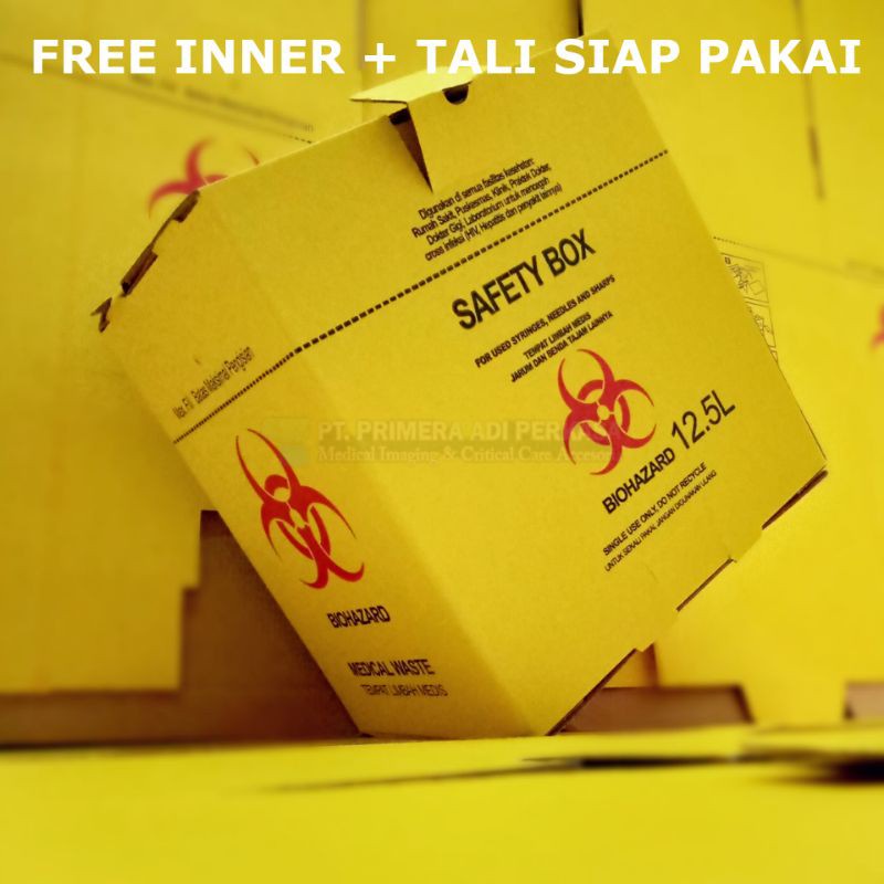 Jual Safety Box Medis 12,5 Liter Biohazard free Inner+Tali Komplit ...