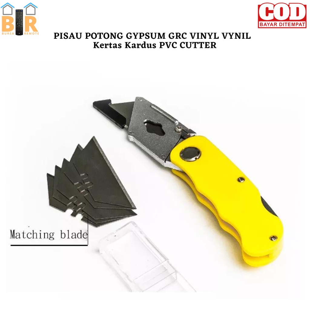 Jual Pisau Cutter Lipat Foldable Cutter Knife GRC Vinyl Kertas Kardus ...