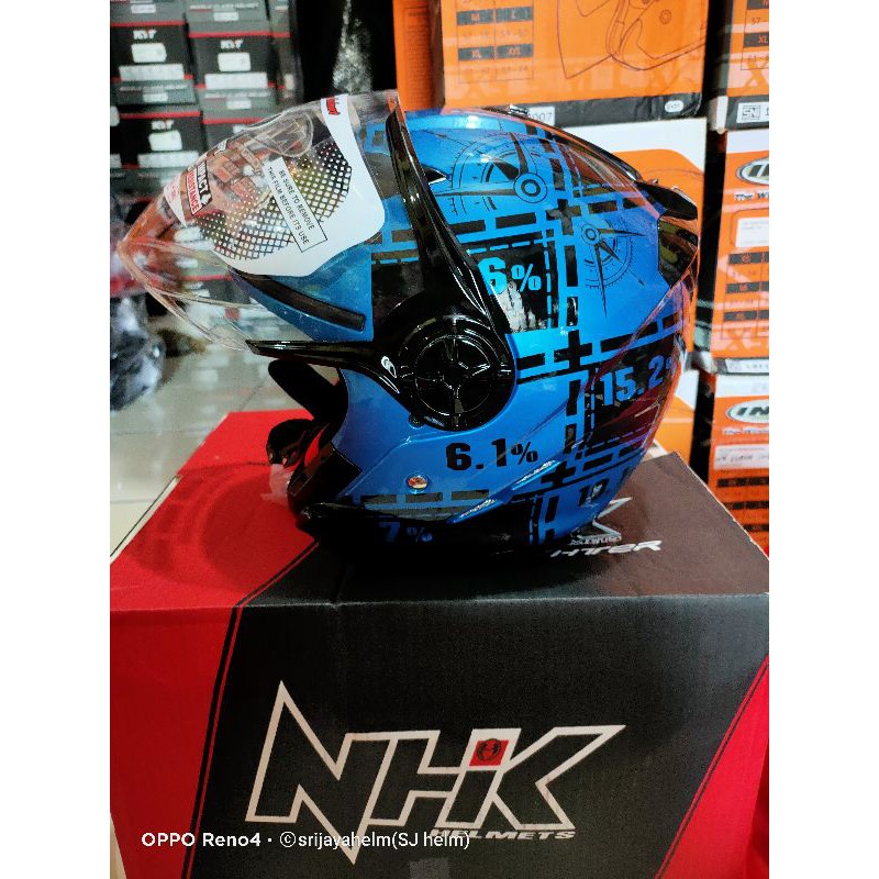 Jual HELM NHK GLADIATOR DRC BLUE DOBEL VISOR | Shopee Indonesia