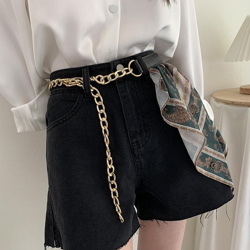 Jual VENDI - Belt Chain Wanita Silk Cloth Metal Waist Tali Rantai Pin ...