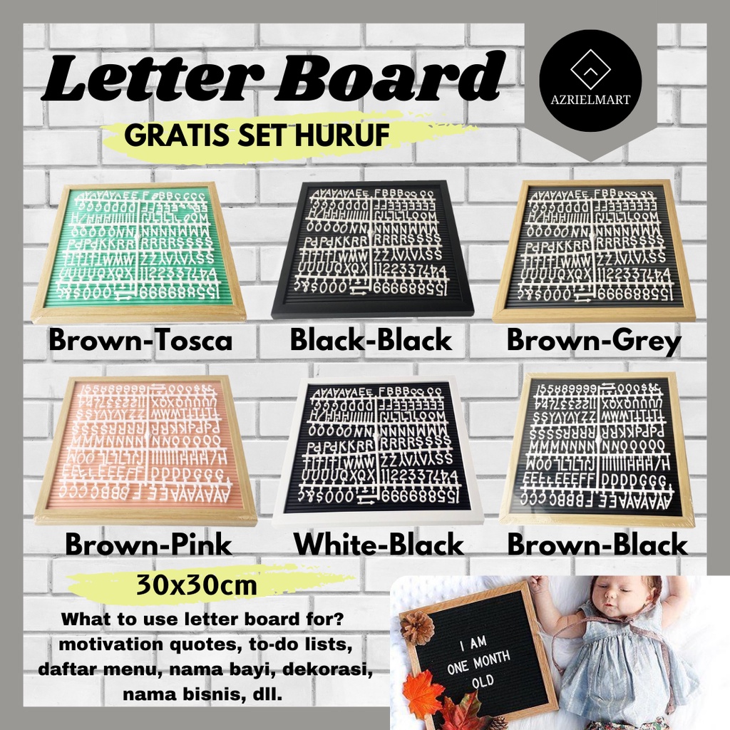 Jual Papan Nama Bayi Felt Letter Board Premium Papan Huruf Pesan Baby ...
