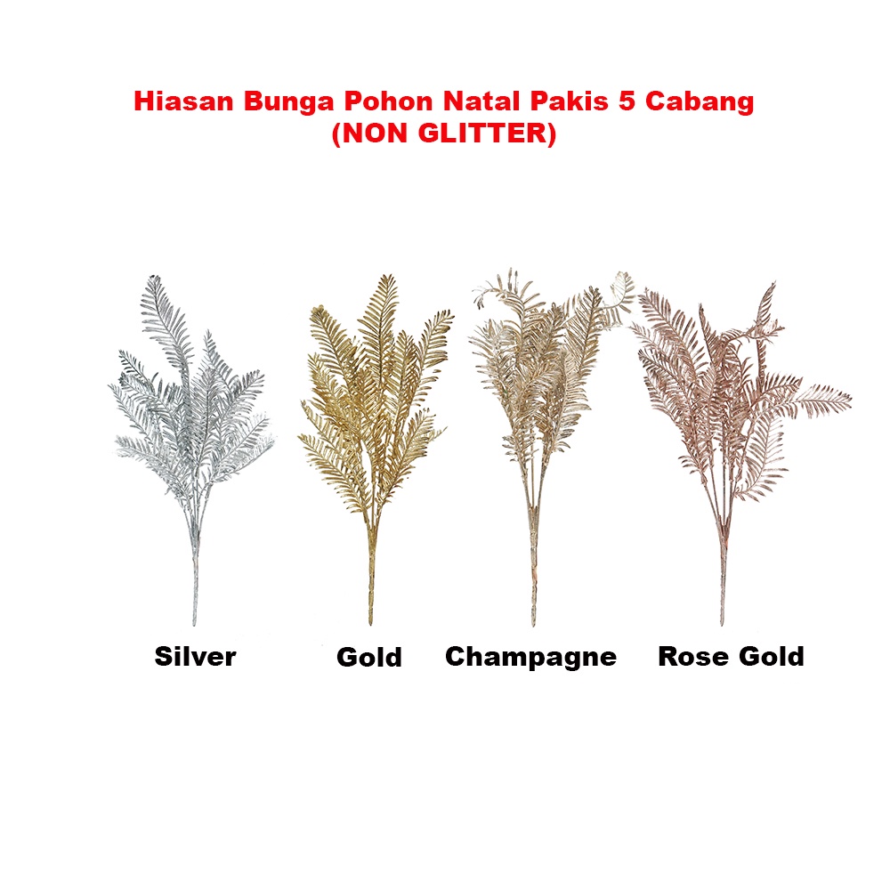 Jual Hiasan Bunga Pohon Natal Pakis 5 Cabang Artificial Flower Dekorasi ...