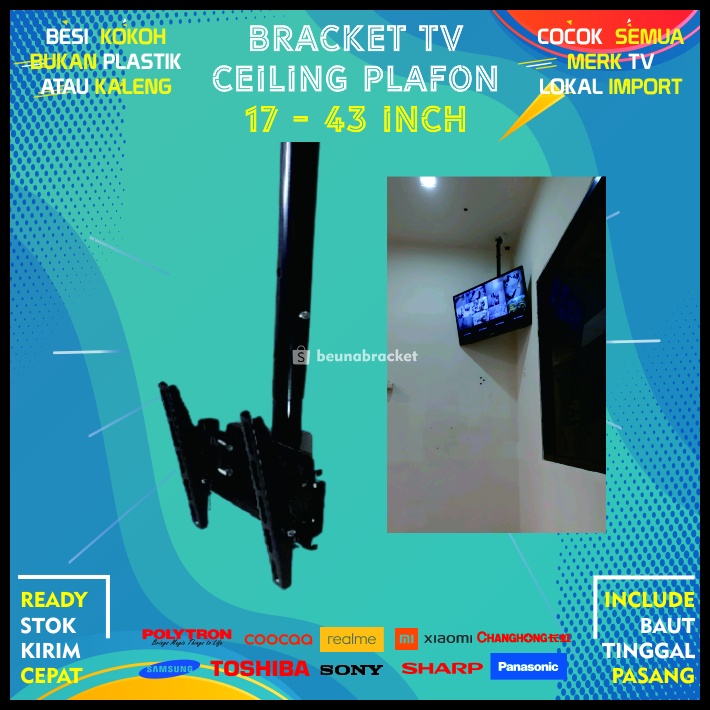 Jual Bracket TV Ceiling Gantung 32 40 43 24 21 29 17 14 Inch Dijamin ...