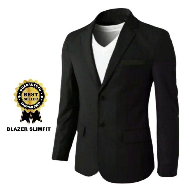 Jual jas blazer formal hitam + free dasi ( bonus dasi) | Shopee Indonesia