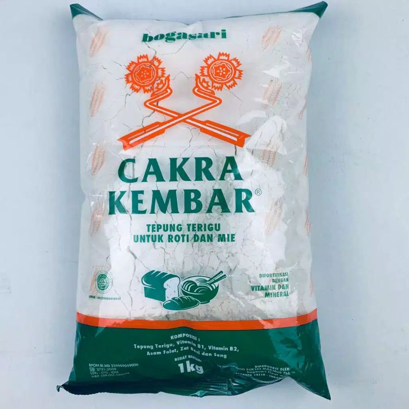 Jual Tepung Terigu Cakra kembar / Bogasari Cakra kembar 1kg kemasan ...