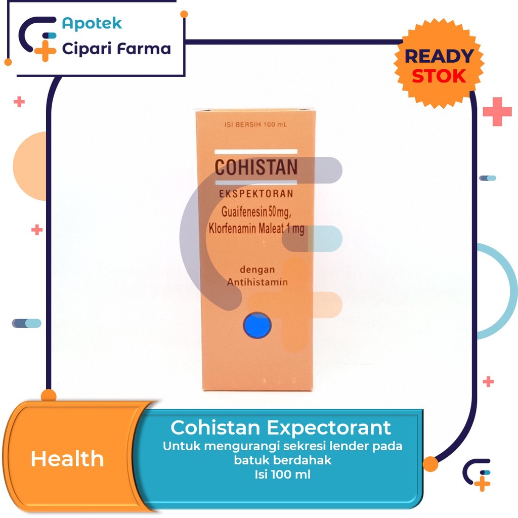 Jual Cohistan Expectorant Sirup Obat Batuk Berdahak isi 60ml & 100ml ...