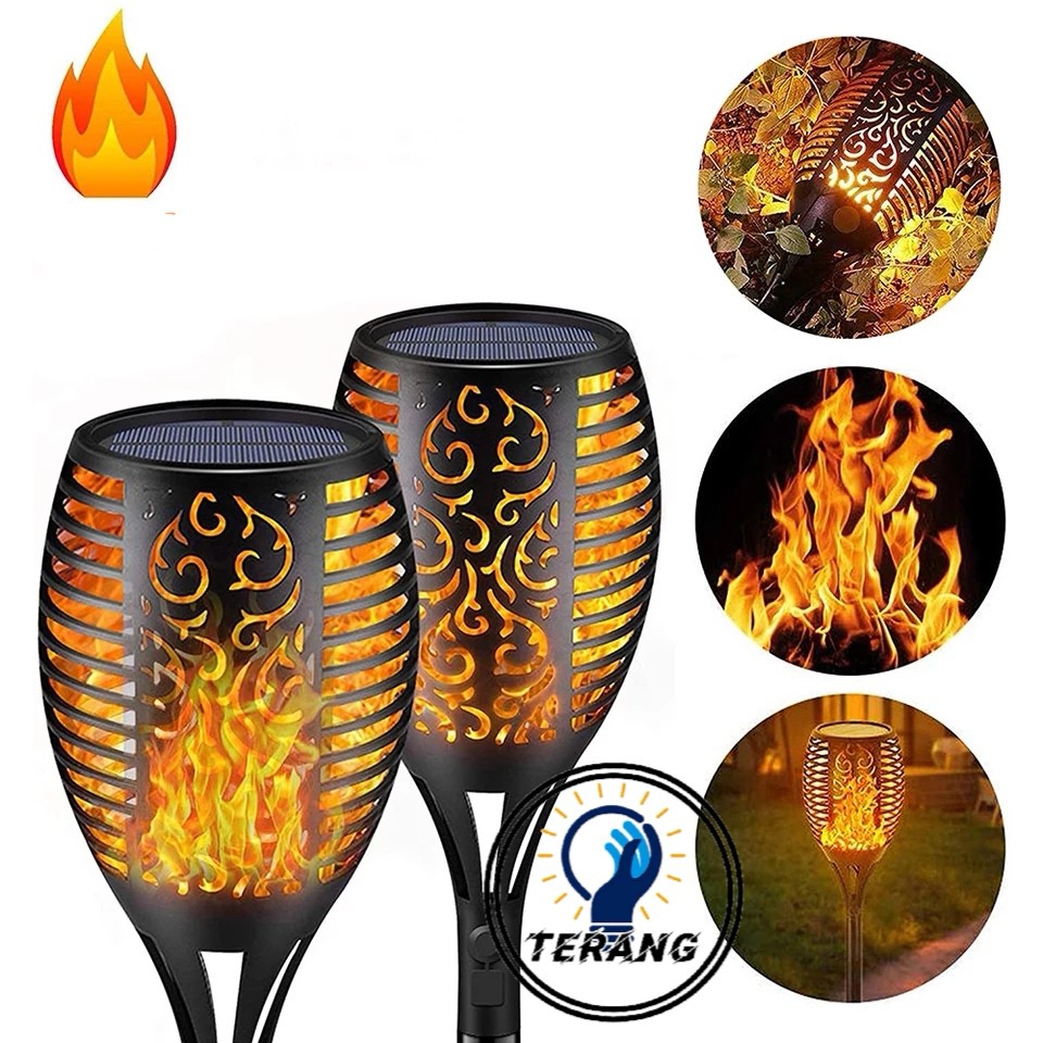 Jual Lampu taman obor 96 LED tenaga surya lampu api taman tancap solar ...