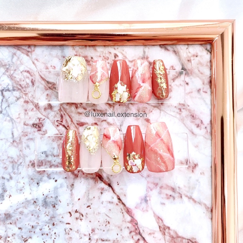 Jual fake nail salmon marble | Shopee Indonesia