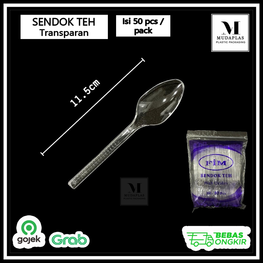 Jual Sendok Teh / Sendok Pudding Plastik Transparan isi 50 pcs | Shopee ...
