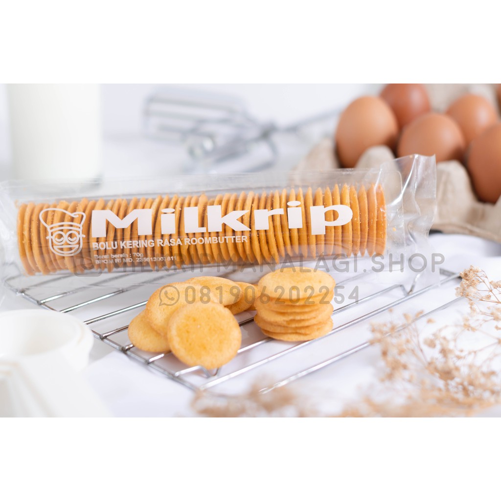 Jual MILKRIP Bolu Kering Bulat Rasa Roombutter Cookies 70gr/pcs Cemilan ...