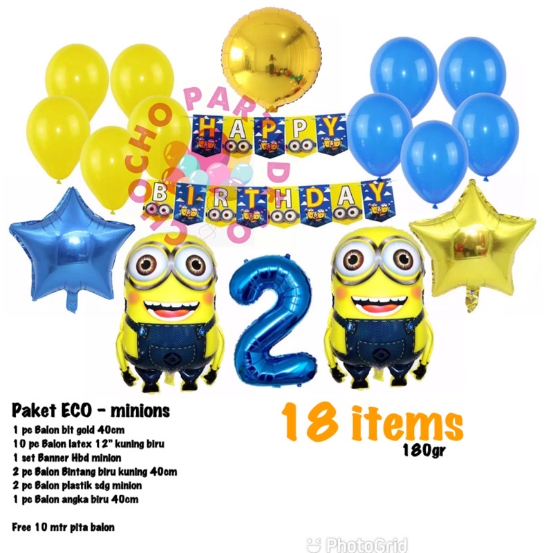 Jual Paket Balon MINION ECO / Dekorasi Ulang Tahun Anak Minions ...