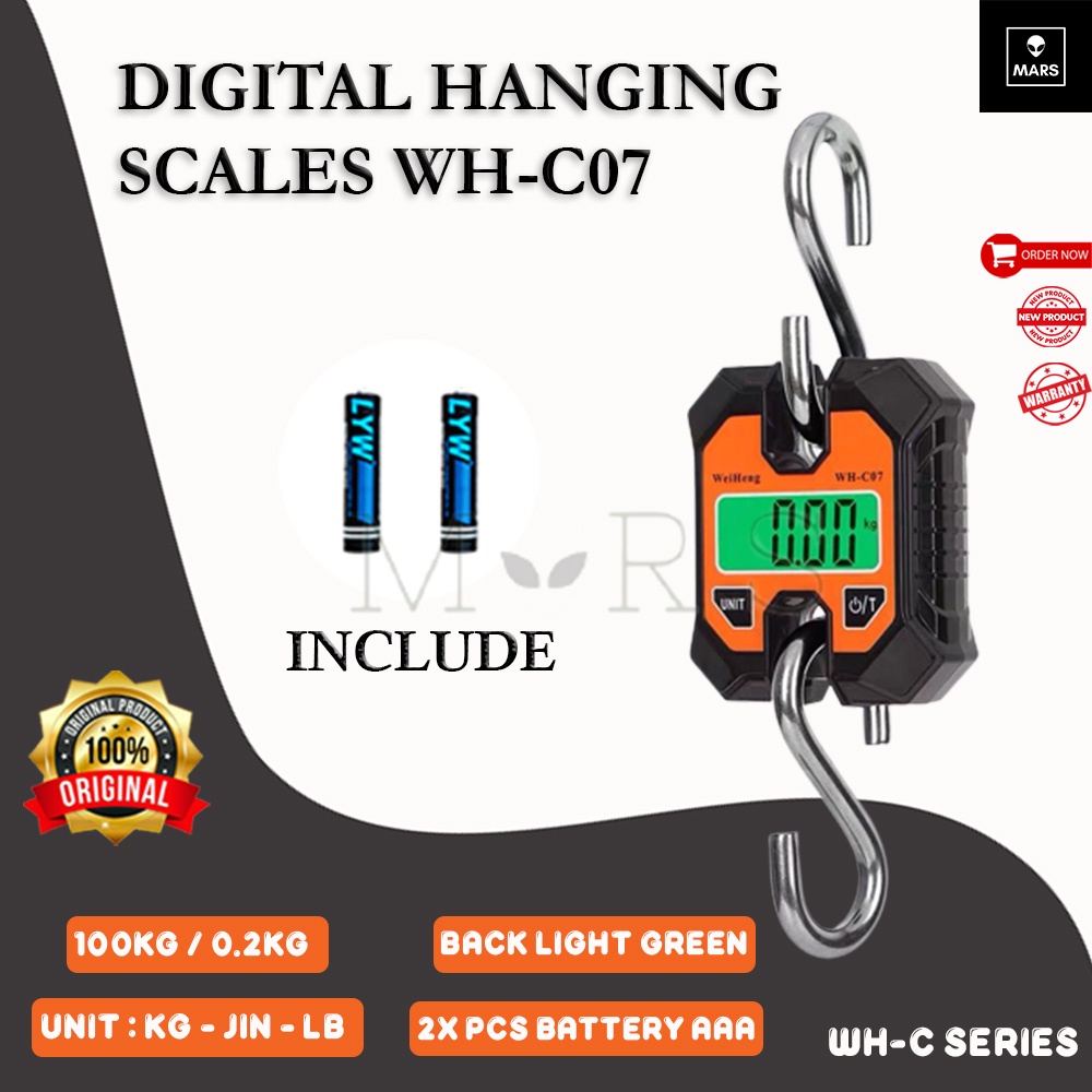 Jual WH-C Series 100 - 250 KG WEIHENG Timbangan Gantung Besi Digital LED Mini Orange Hitam LCD ...