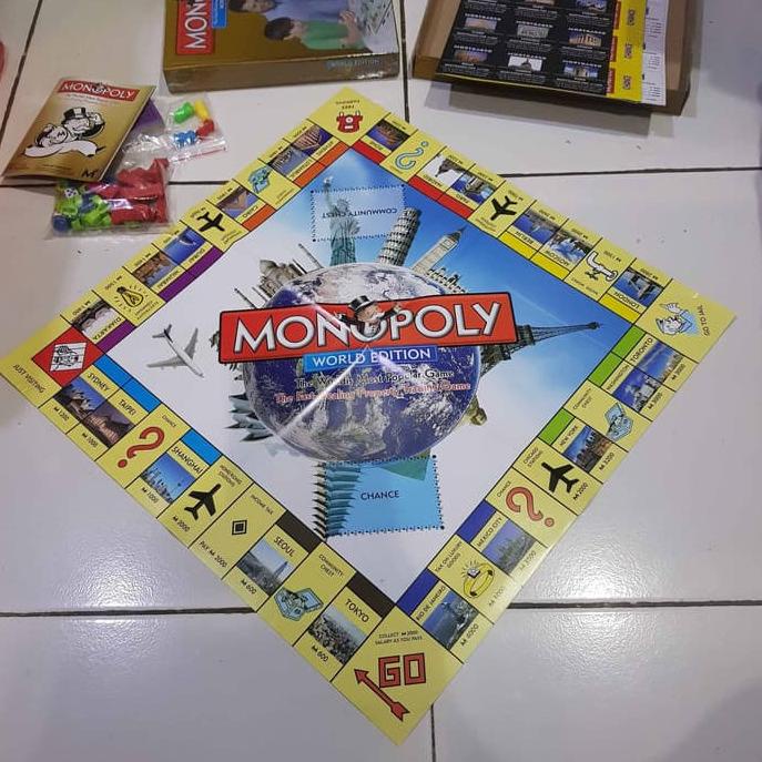 Jual Monopoly World Edition 2in1 Family Game Snake And Ladders Gold Box ...