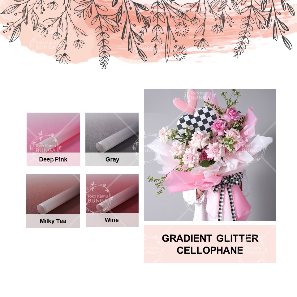 Jual [5 Lembar] Cellophane Gradient Glitter | Flower Wrap / Kertas ...