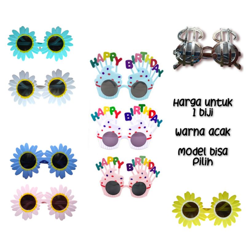 Jual Kacamata kaca mata hitam item gaya lucu ulang tahun happy birthday ...