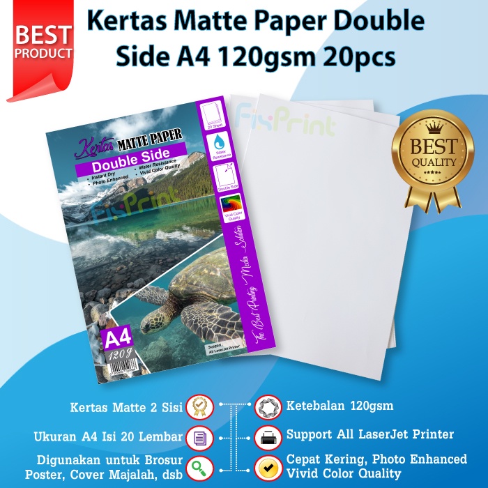 Jual Kertas Photo Matte Paper Double Side A4 120gsm 1 pack/20pcs ...