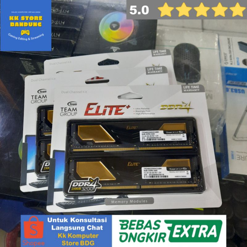 Jual MEMORY RAM PC TEAM ELITE + PLUS 16GB ( 2X8GB ) 3200MHZ | LIFETIME WARANTY RESMI | Shopee ...