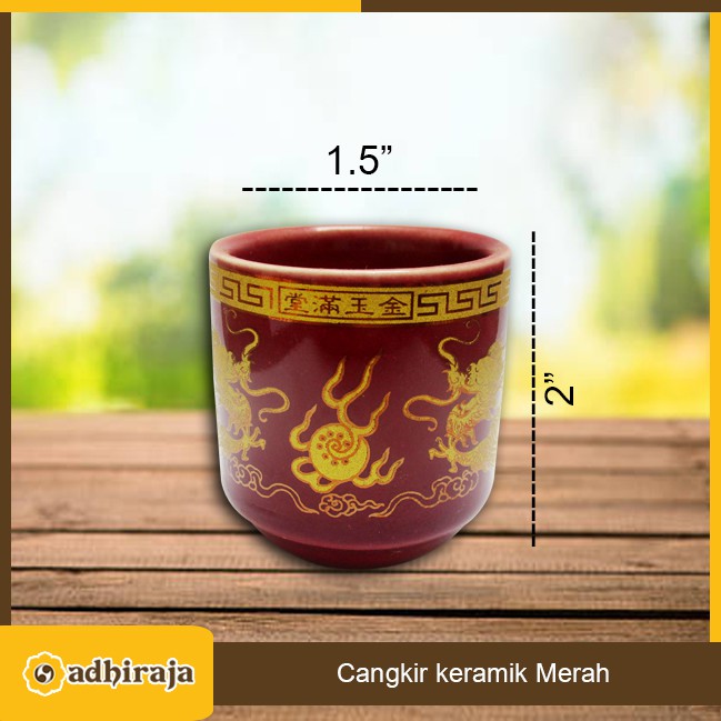 Jual Cangkir Sembahyang/ puja porselen keramik Merah Double Dragon ...