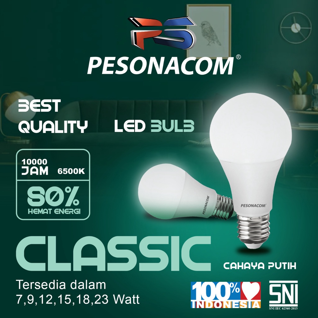Jual PESONACOM BOHLAM LED 7 Watt 9 Watt 12 Watt 15 Watt 18 Watt 23 Watt SNI Lampu Bohlam Led 7 W ...