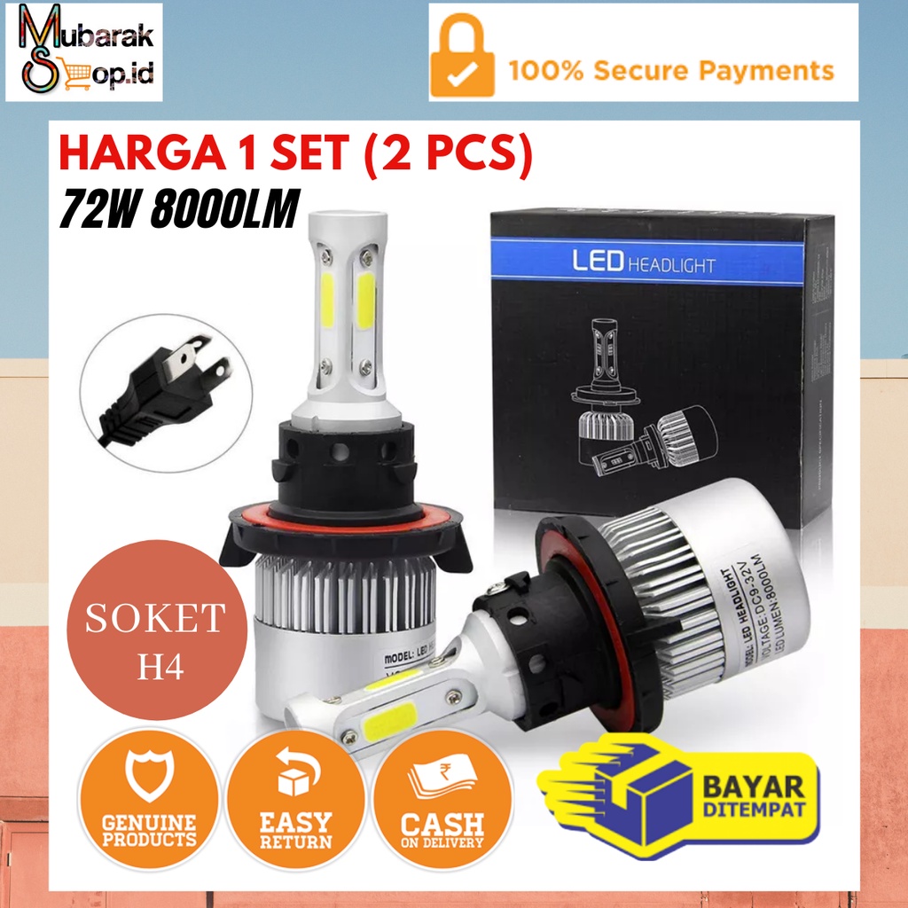 Jual Lampu Led H4 Headlamp Mobil S2 Chip Lampu Utama Mobil Led H4 Lampu