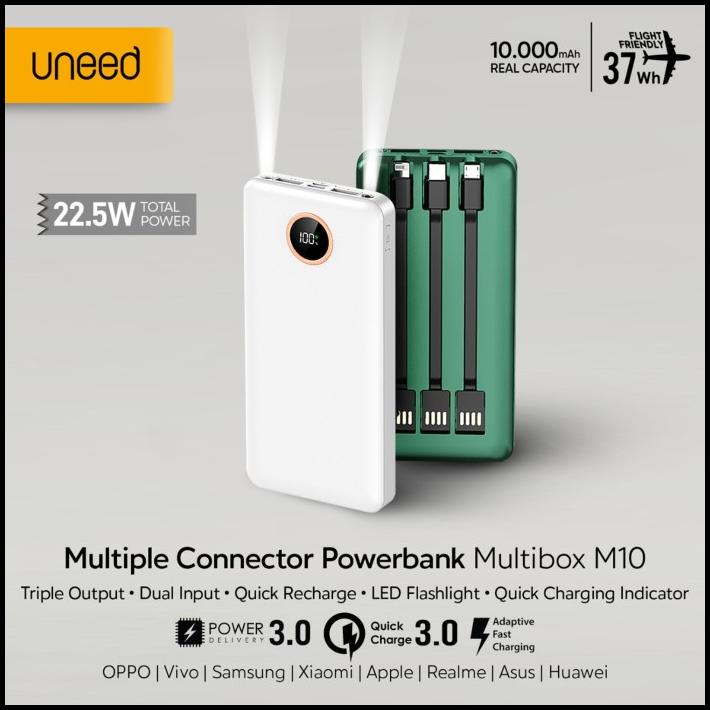 Jual Uneed Powerbank 10000Mah Built In Cable Pd Qc 3.0 22.5W - Upb123 ...