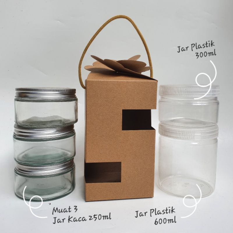 Jual Dus Box Toples Tabung Jar 1000 ml multifungsi muat 3 jar 250ml ...