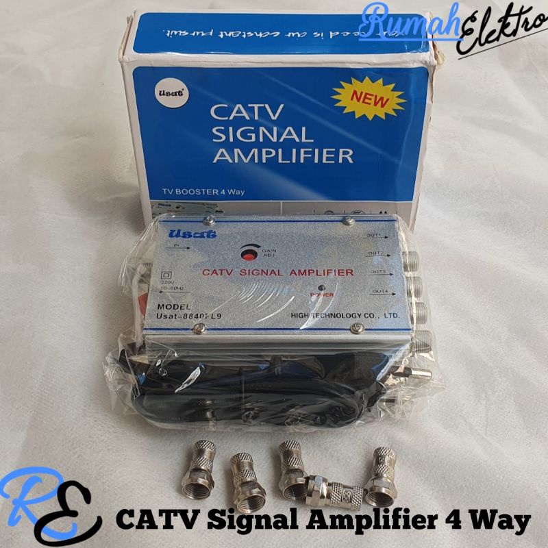 Jual Splitter Antena TV 4 Cabang CATV 4 WAY Signal Amplifier | Shopee Indonesia