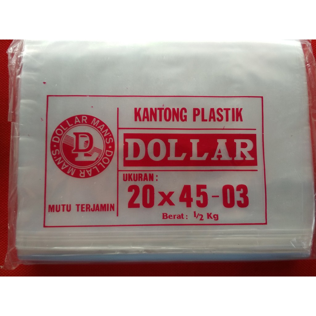 Jual Kantong Plastik Bening ukuran besar 20x45-03 / Cap Dollar 20x45 ...