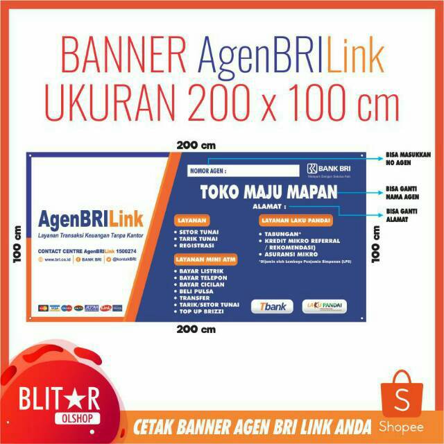 Jual Cetak Banner Agen BRI Link Ukuran 200x100 cm | Shopee Indonesia