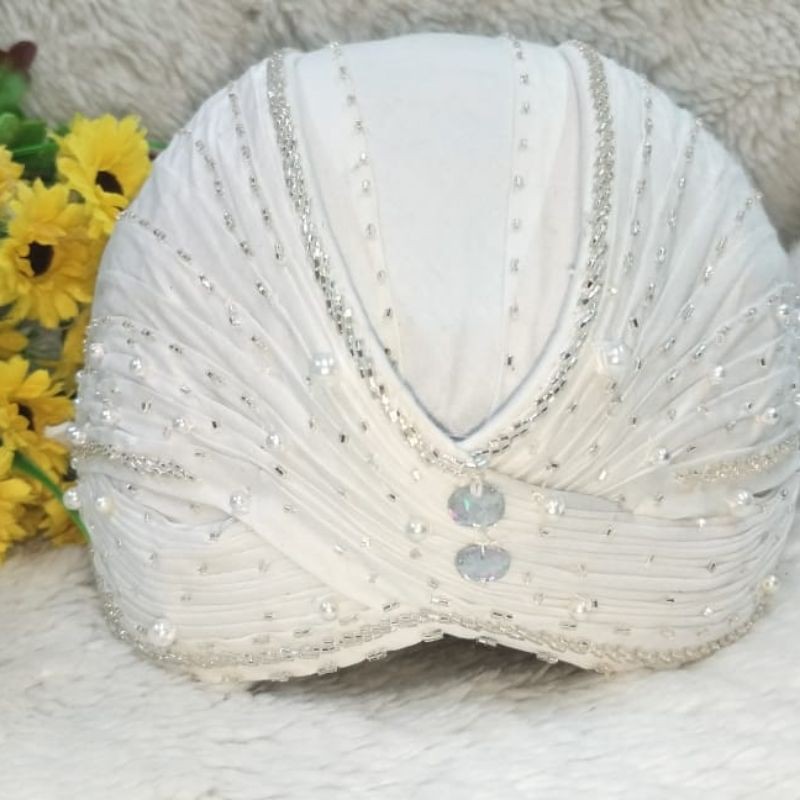 Jual BLANGKON PENGANTIN PRIA JOGJA PUTIH PAYET IMPORT TOPI COWOK ADAT ...