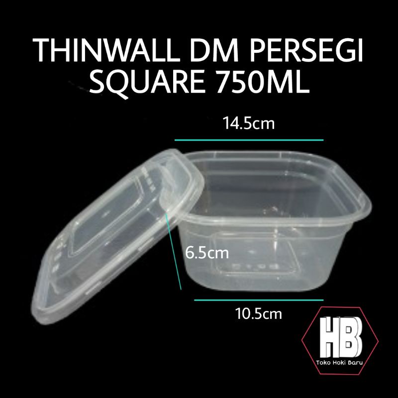 Jual Thinwall Persegi DM Square 750ml / DM 750 ml SQ / Kotak Makan ...