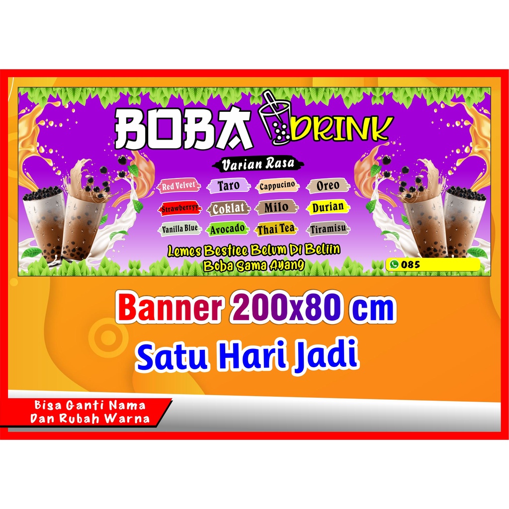 Jual Banner Boba, Spanduk minuman BOBA 200x80cm COD | Shopee Indonesia