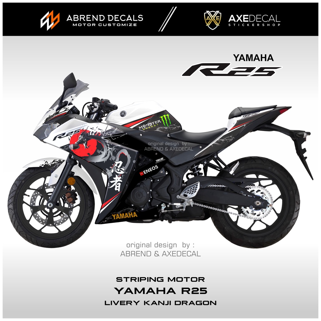 Jual Striping Yamaha R25 Kanji Dragon Custom / Stiker Motor R25 Stock ...