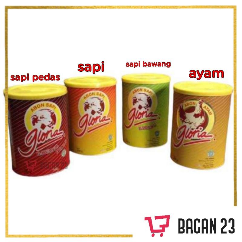 Jual Gloria Abon Kaleng 250gr - (Sapi - Ayam - Sapi Bawang) / Bacan 23 ...