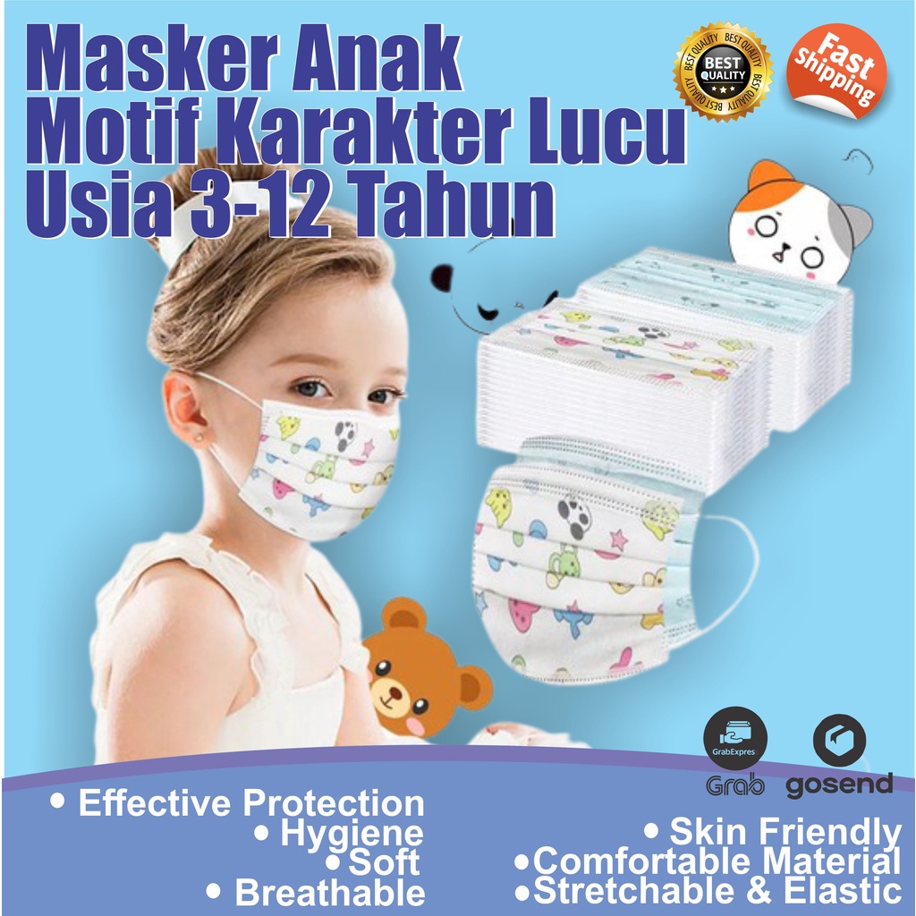 Jual Masker Anak Karakter Motif Lucu 3Ply Cewek Cowok Children Face ...