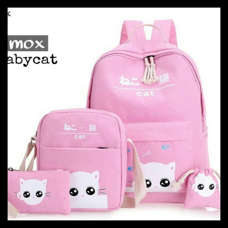 Jual TAS SEKOLAH ANAK PEREMPUAN MODEL BABY CAT 4IN1 - MERAH MUDA KODE ...