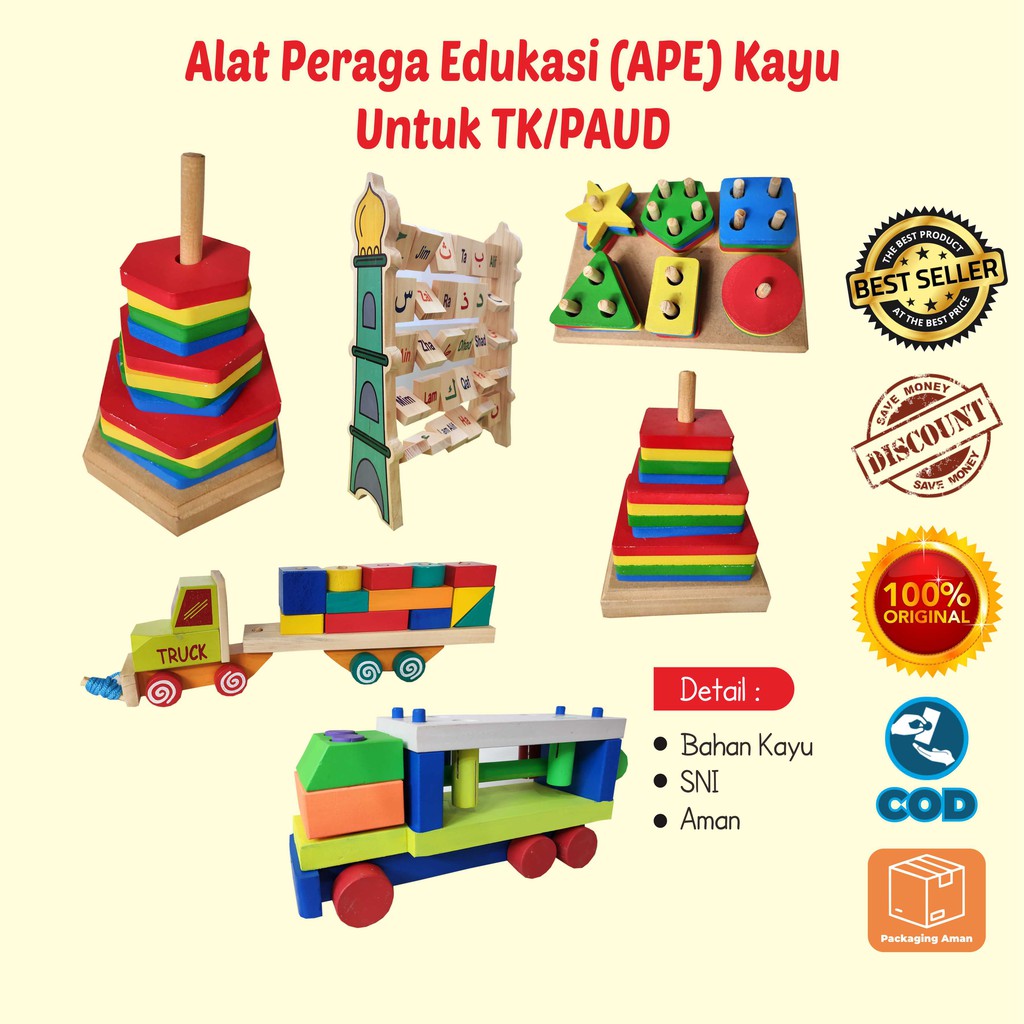 Jual [TERBARU] Mainan Edukasi Balok Kayu Alat Peraga Edukasi Untuk Anak ...