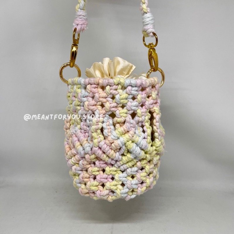 Jual [ MEANTFORYOU ] Ophelia bucket bag | tas makrame dengan kain ...