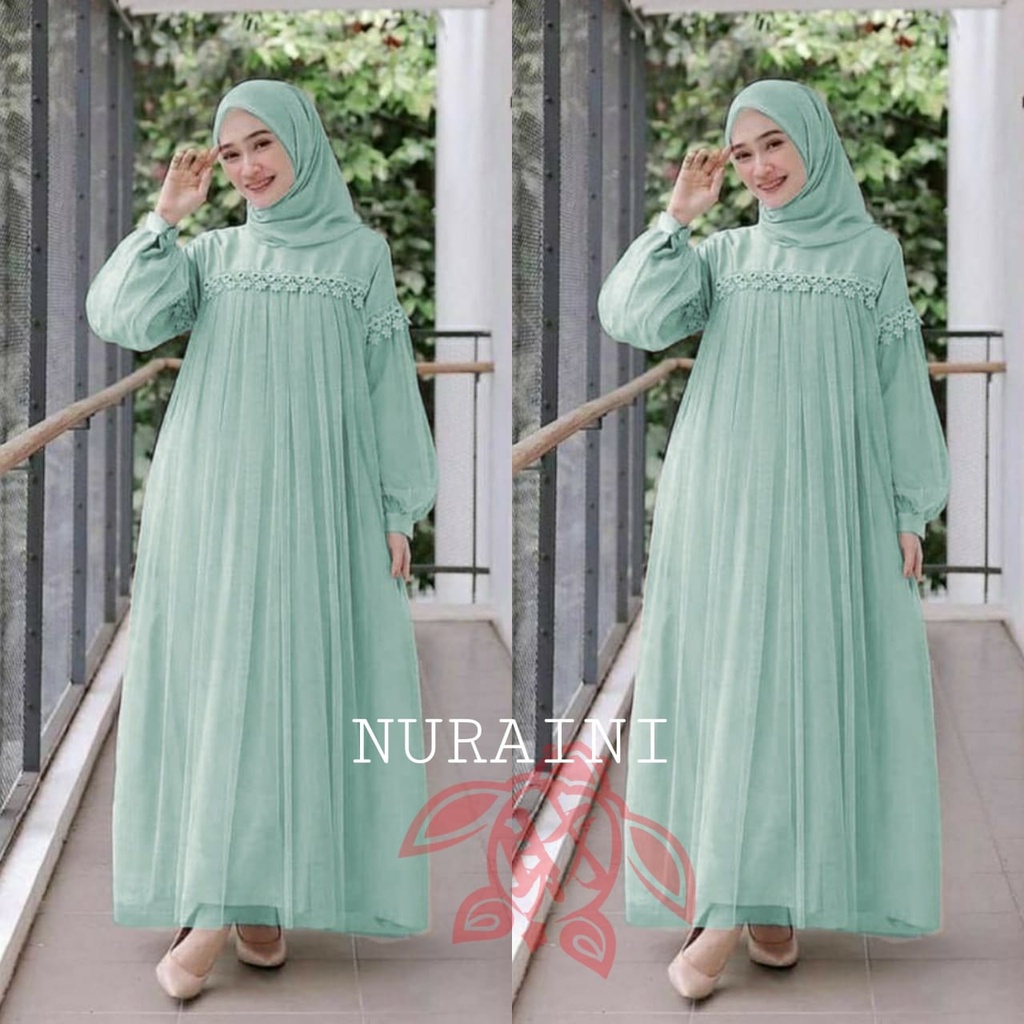 Jual Maxi Nuraini / Gamis Muslim Perempuan Brokat Tile Cantik Renda ...